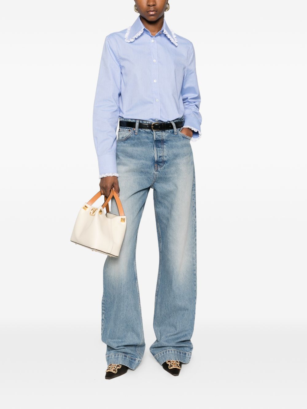 VALENTINO Valentino Ruffled Trim Long Sleeve Shirt